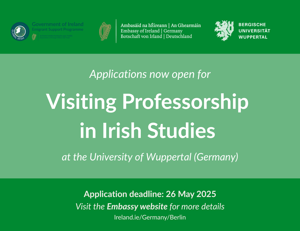 Applications now open: Visiting Professor in Irish Studies, Bergische ...